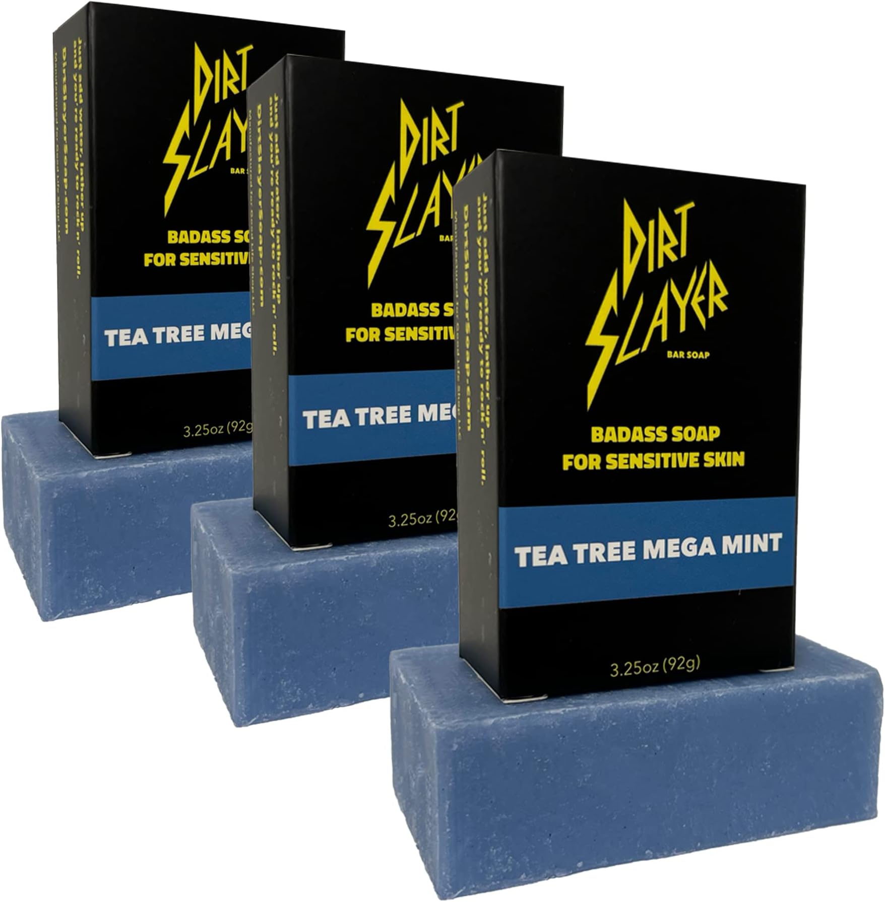 Amazon.com : Dirt Slayer All Natural Bar Soap (3 Pack Tea Tree Mega Mint) : Beauty & Personal Care
