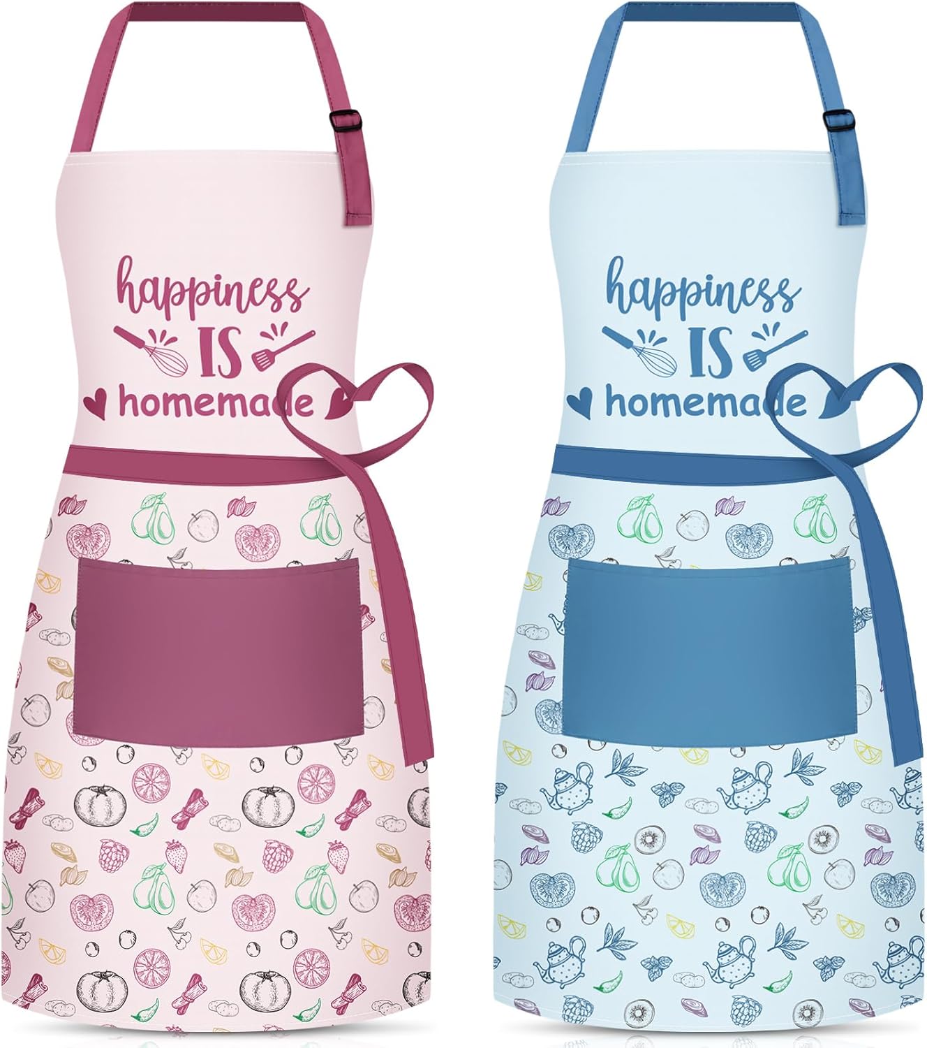 Amazon.com: Liitrsh 2 Pcs Happiness Is Homemade Aprons for Women with ...