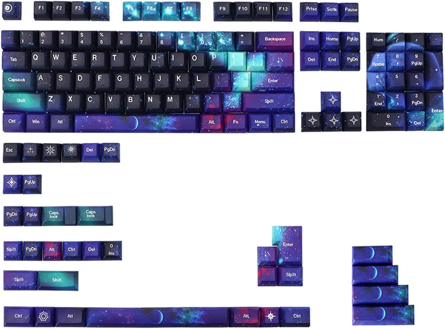 Unique 139 PBT Keycaps Gaming Keyboards KCA Profile Keycaps Ergonomic ...