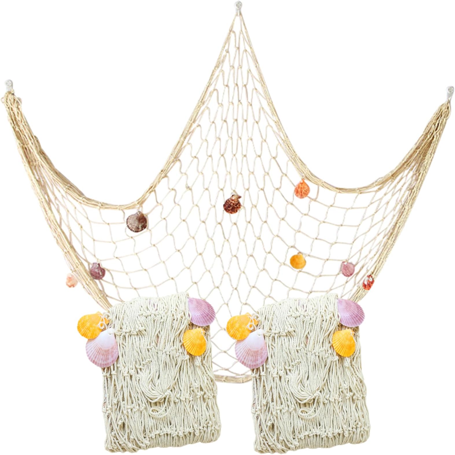 Amazon.com - 2 Pack Natural Fishing Net Decor with Shells 79 Inch Beach ...