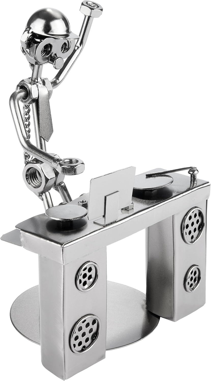 BRUBAKER Screw Man DJ on Mixing Console - Silver Iron Figure Metal Man ...