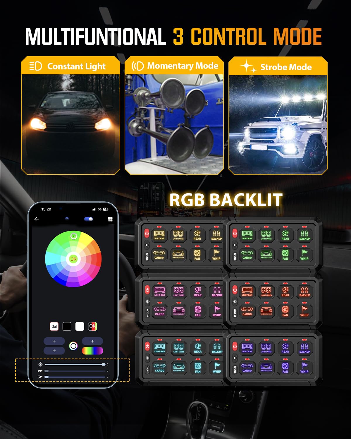 Snapklik.com : 8 Gang Switch Panel Bluetooth RGB LED Touch Control ...