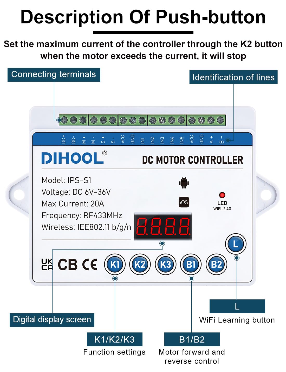 Snapklik.com : DIHOOL Electric Linear Actuator Controller 12V 24V eWeLink Smart Wireless WiFi ...