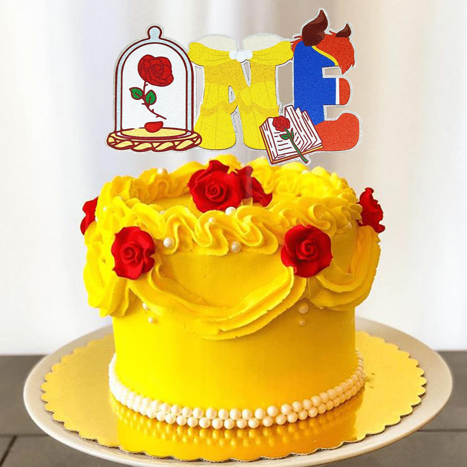 Snapklik.com : Princess Bella One Cake Topper, Beauty And The Beast 1st ...