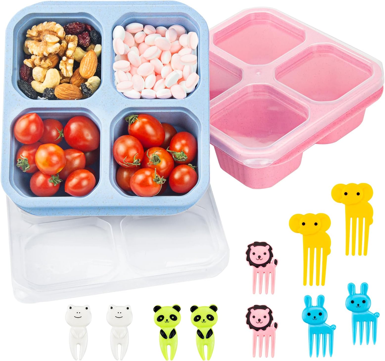 Amazon.com: BeautyChen 2 Pack Snack Containers 4 Compartments Snack Box ...
