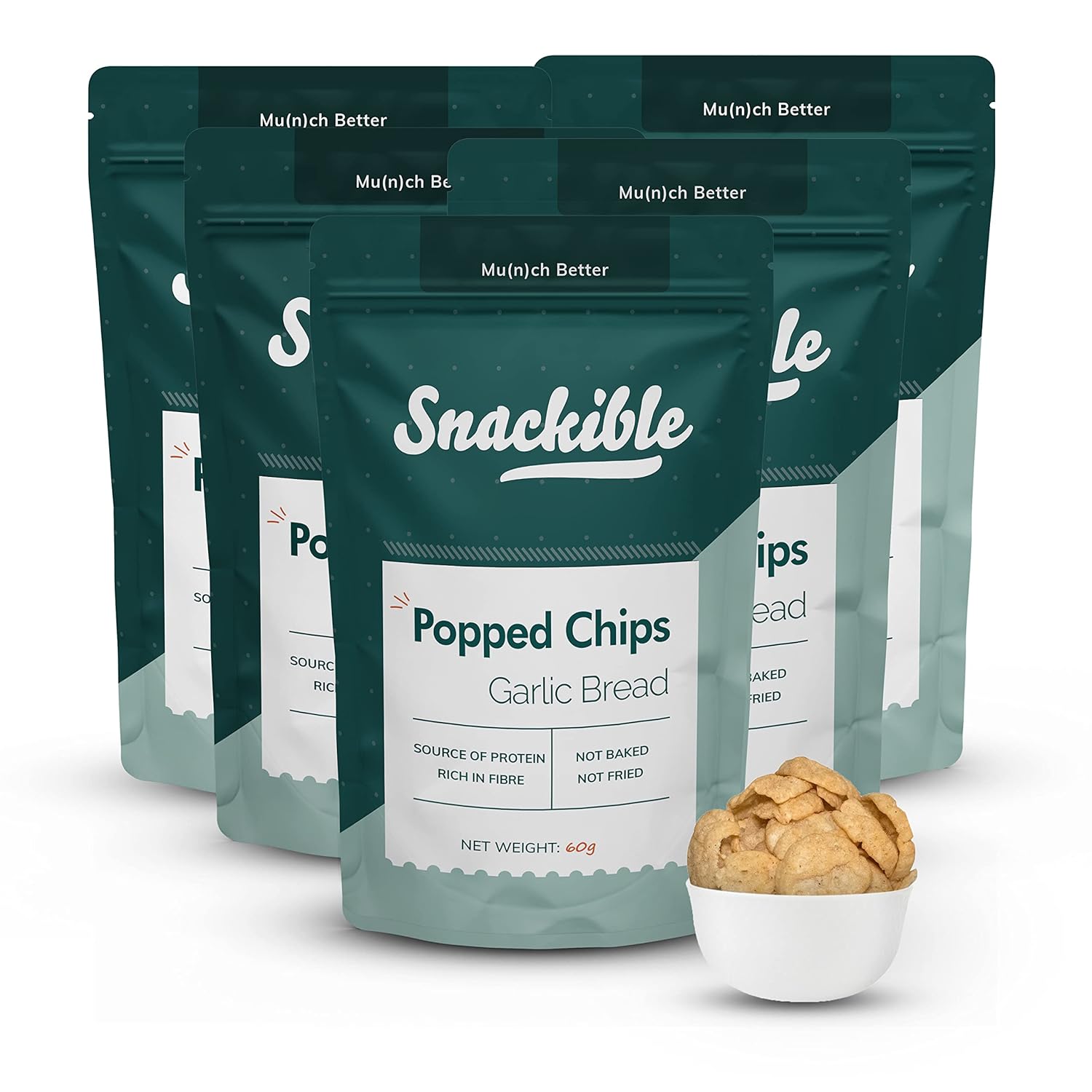 Snackible Garlic Bread Chickpea Popped Chips (Pack of 5) 5x60gm ...