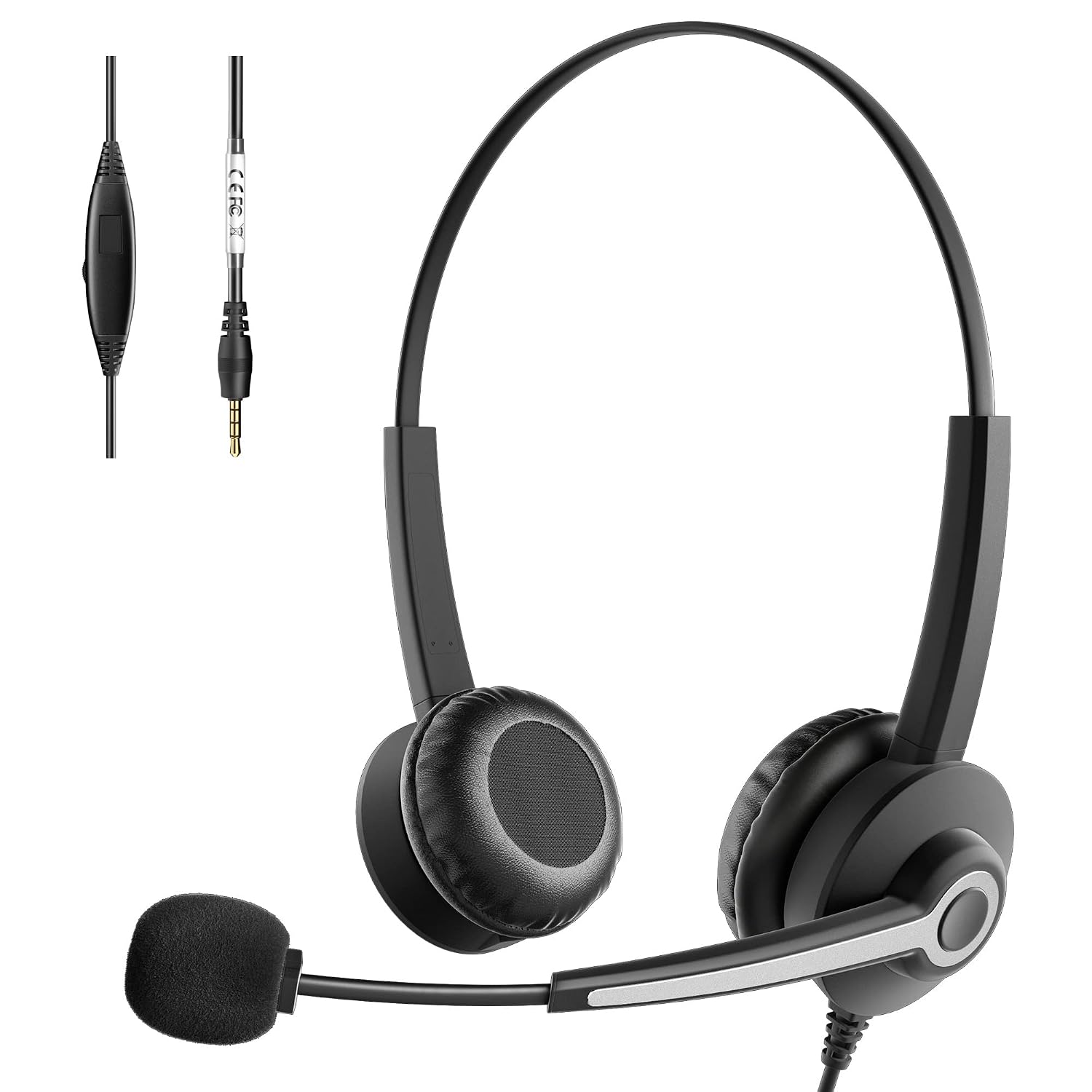 3.5MM Telephone Headset with Noise Canceling Mic, Callcenter Headphones ...
