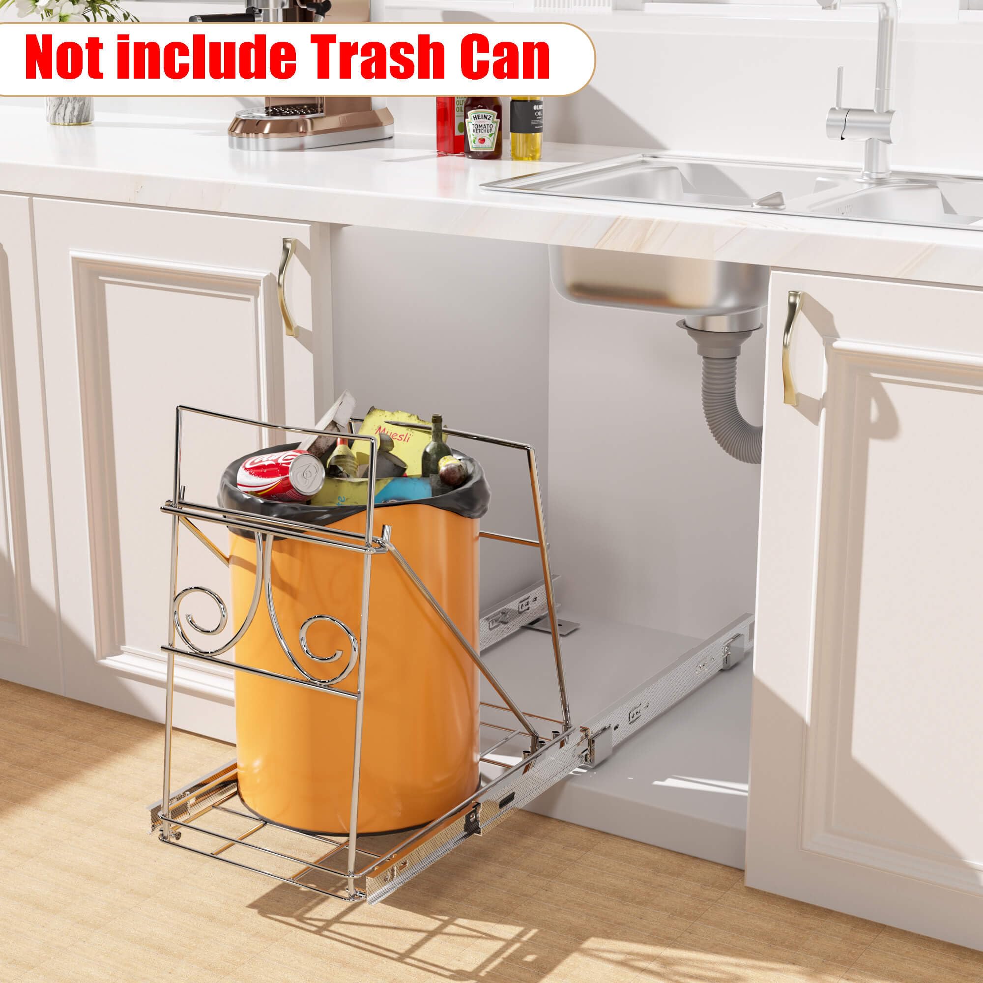 Sliding Trash Can In Delta Heat 18 Inch Tall Double Trash Drawer