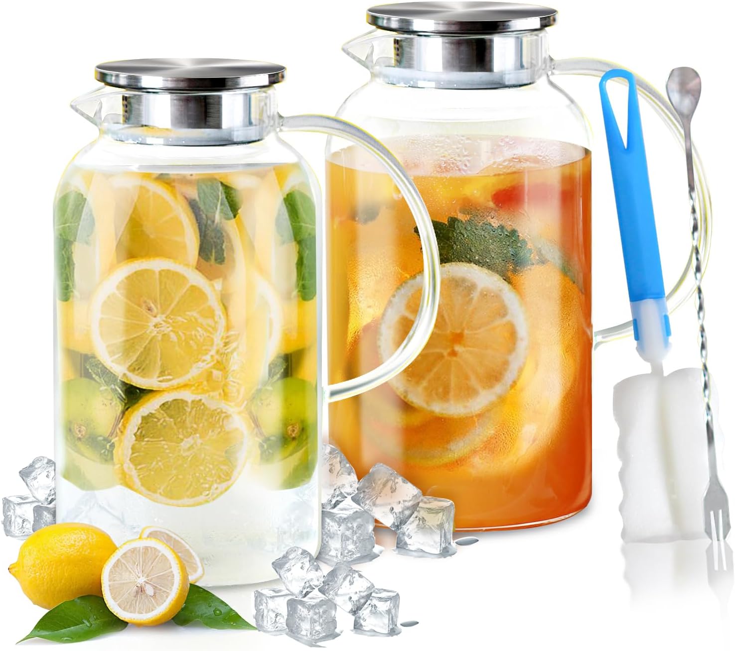 Amazon.com: Bunhut Glass Pitcher with Lid,68 oz Water Pitcher for Hot ...