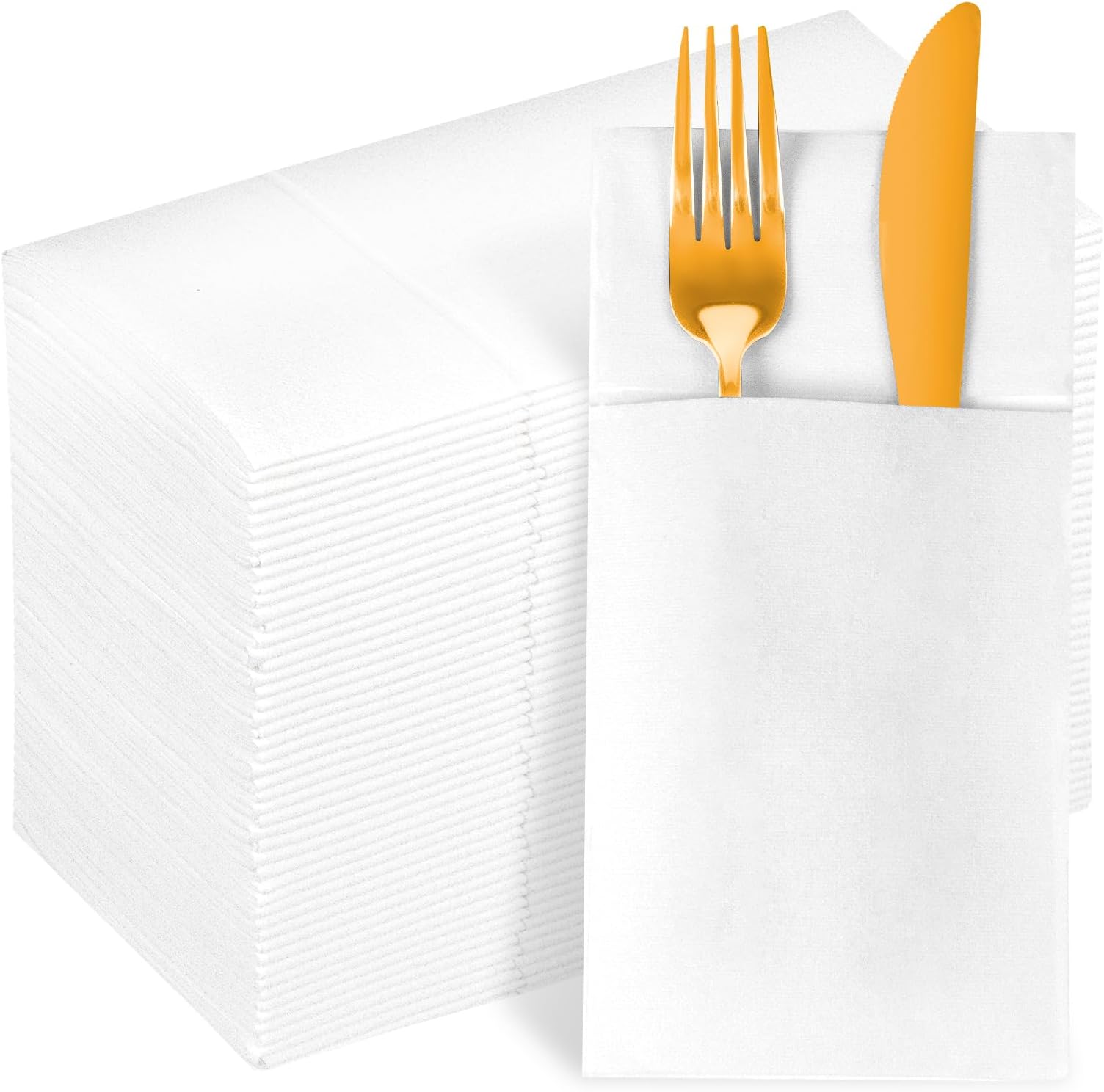 Amazon.com: KAMMAK White Cloth Like Dinner Napkins Disposable,Thick and ...