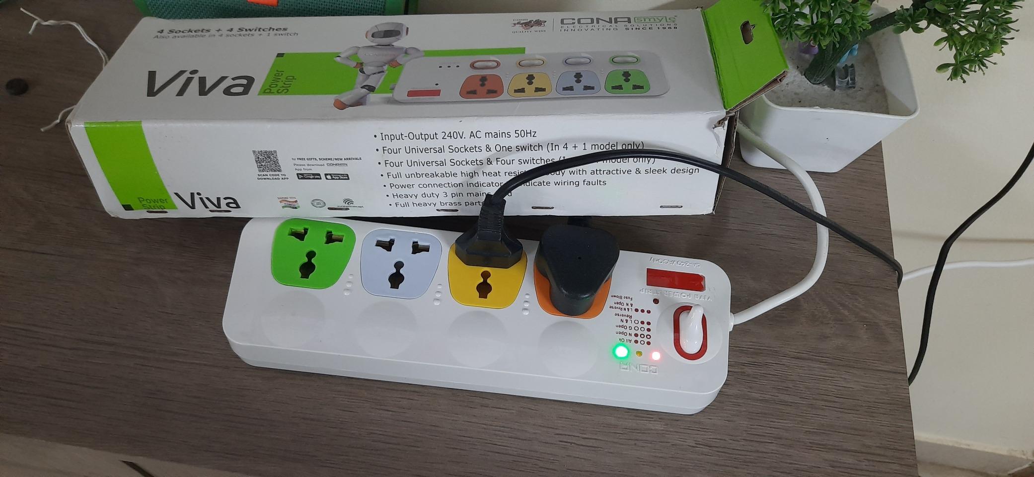 CONA Smyle Viva 4+1 Power Strip with 5-Meter Cable, 240 Volts ...
