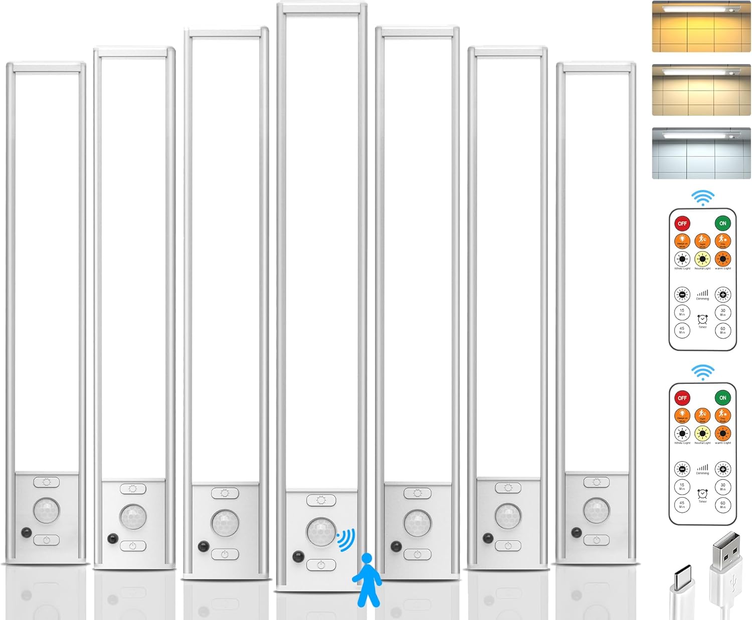 Under Cabinet Lights with Remote Control,2500mAh USB Rechargeable ...