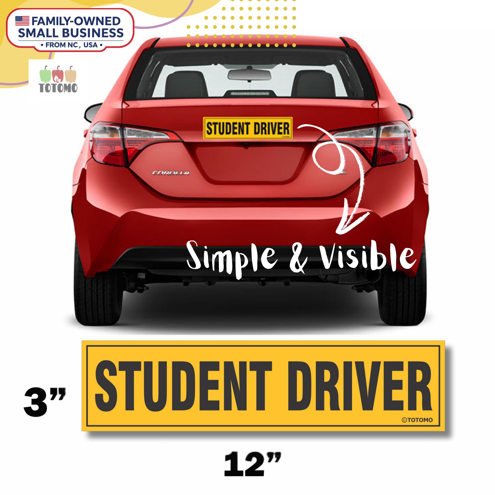 Snapklik.com : TOTOMO Student Driver Magnet For Car - Large 12"x3 ...
