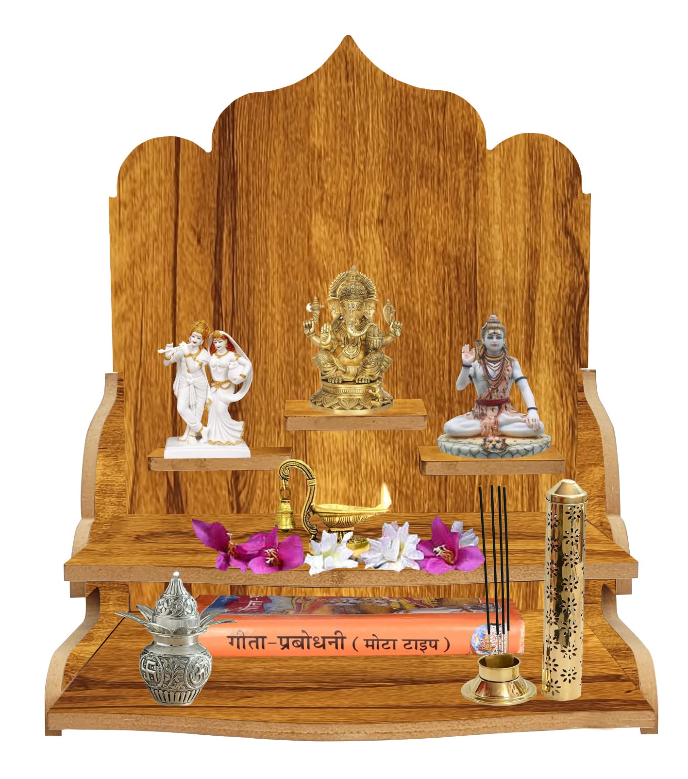 Lingaz Beautiful Wooden Temple Home Temple Puja Mandir Table Top ...