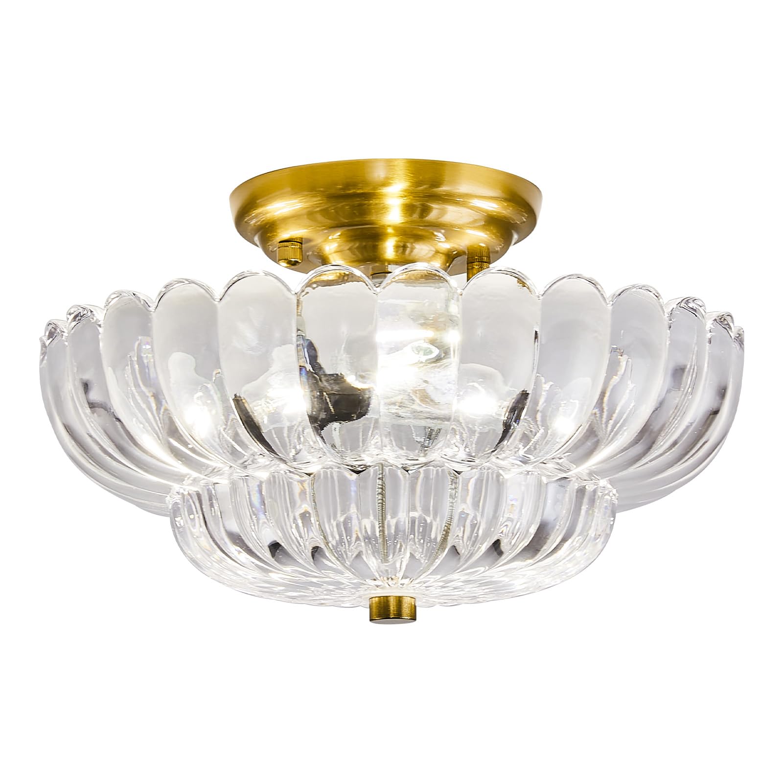 GloMuse Ceiling Lights Semi Flush Mount Ceiling Light White Glass ...