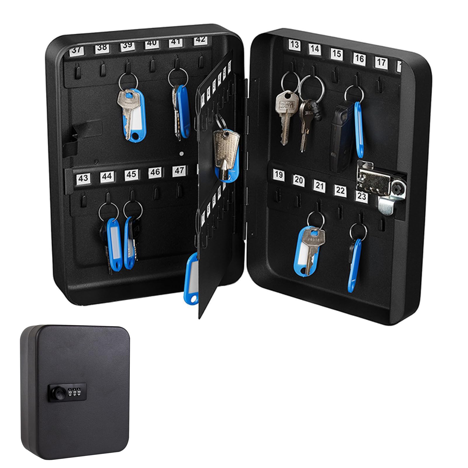 Beauenty Key Lock Box, Wall Mounted Key Storage Organizer Box with 48 ...