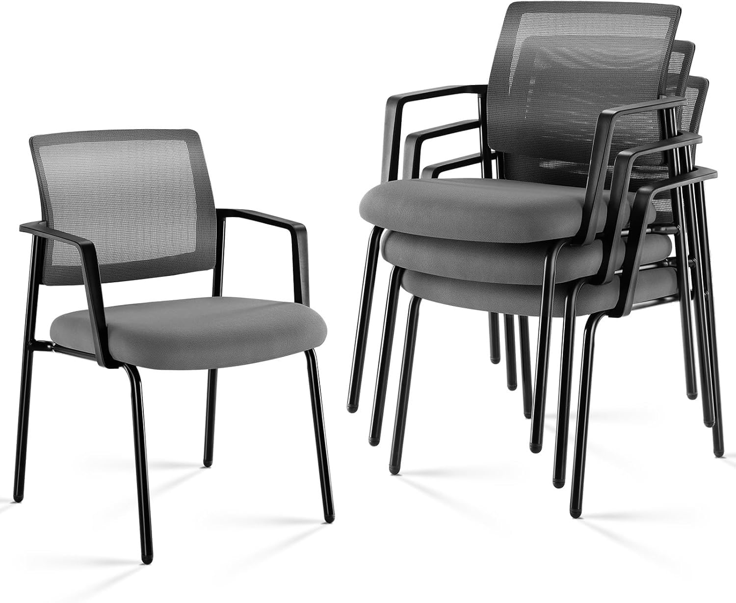 Snapklik.com : Mesh Back Stacking Arm Chairs, Office Reception Guest Chair