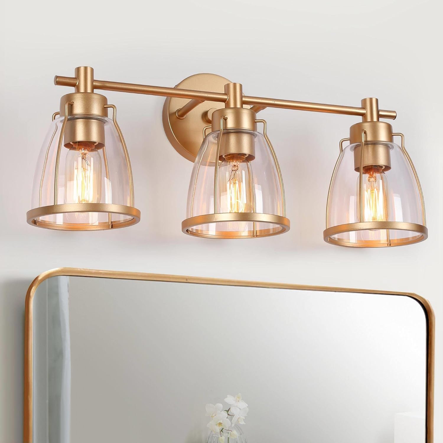 ZEVNI Gold Bathroom Light Fixtures, 3-Light Modern Farmhouse Vanity ...