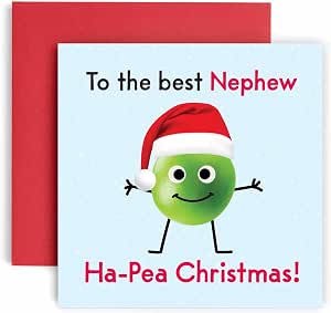 Amazon.com : Huxters Christmas Cards for Men - Ha Pea Christmas Funny ...