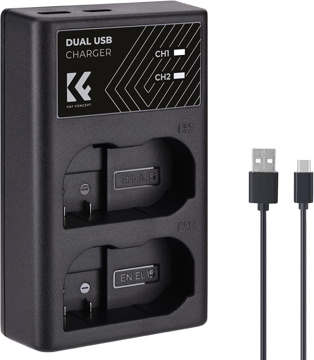 K&F CONCEPT EN-EL15/EN-EL15a/EN-EL15b Dual Slot Fast Camera Charger ...