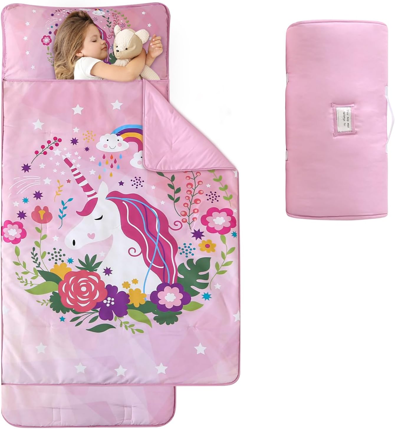 Amazon.com : Wowelife Unicorn Toddler Nap Mat with Removable Pillow and ...