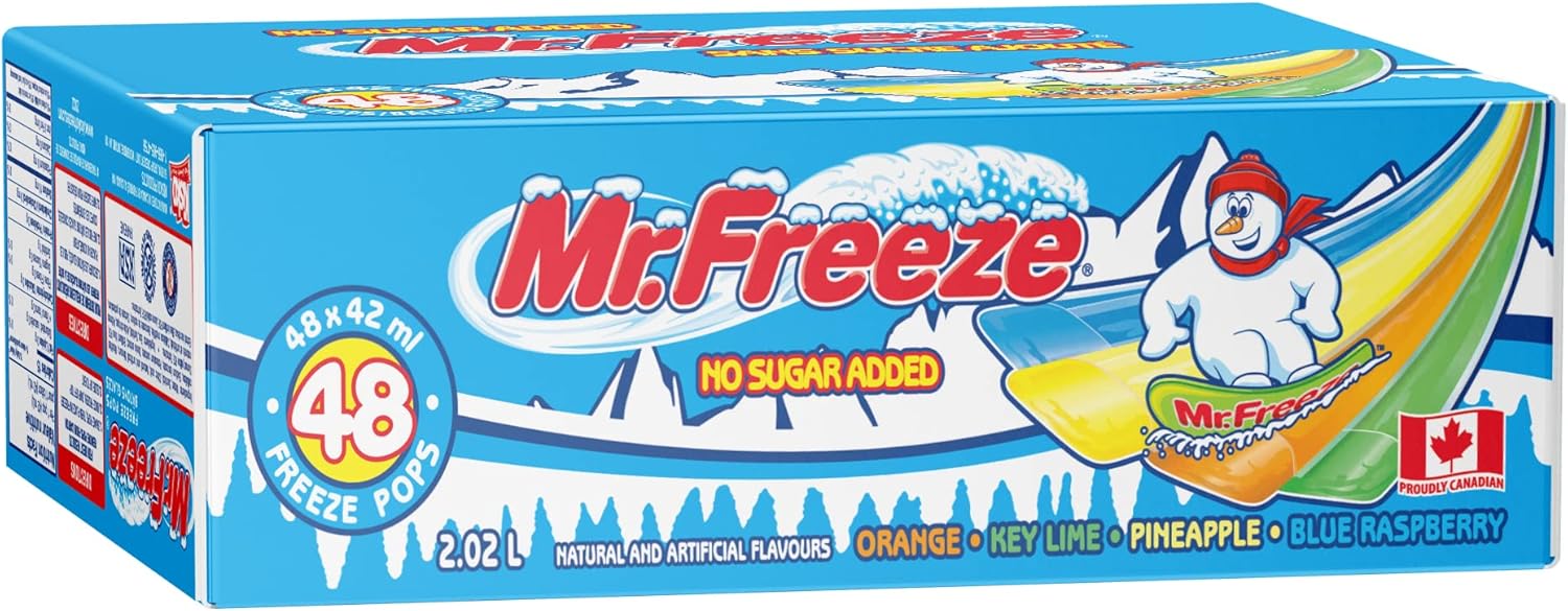 Mr. Freeze, No Sugar Added Freeze Pops - Assorted Flavours (4), 48 x ...