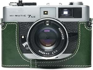 Amazon.com : Handmade Genuine Real Leather Half Camera Case Bag Cover ...