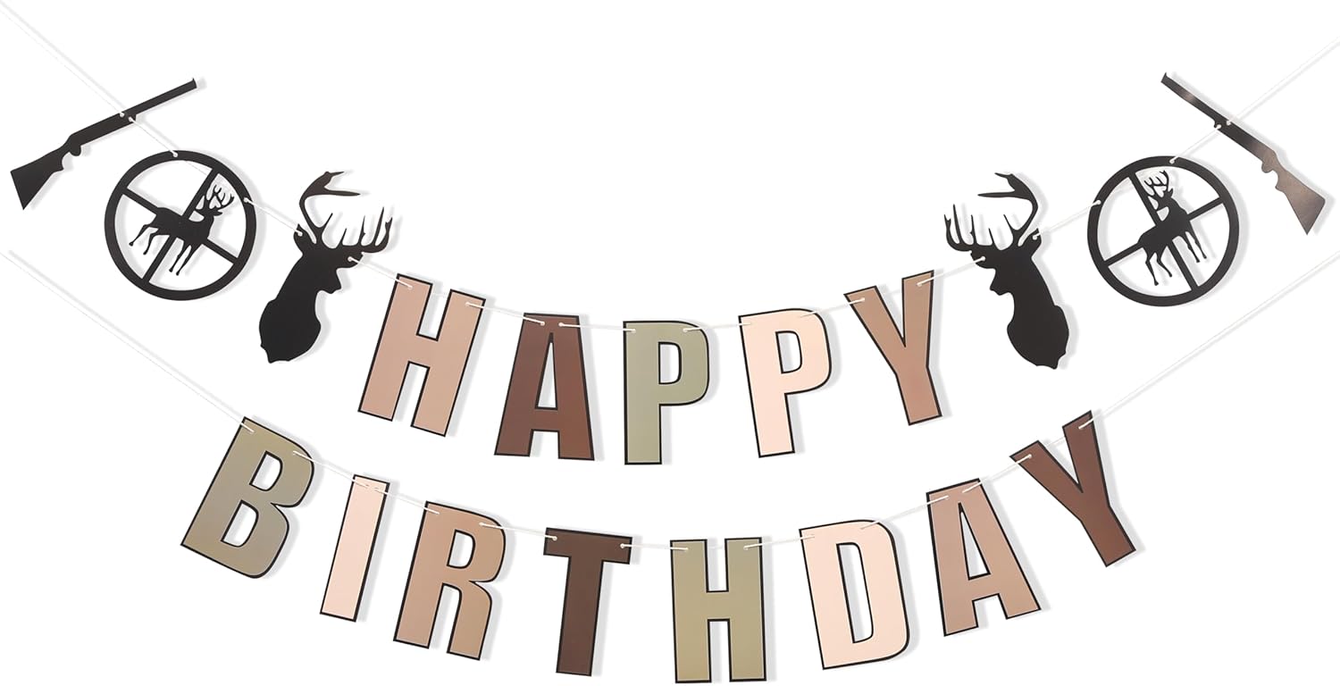 Amazon.com: Deer Hunting Camo Happy Birthday Banner - Deer Hunting ...