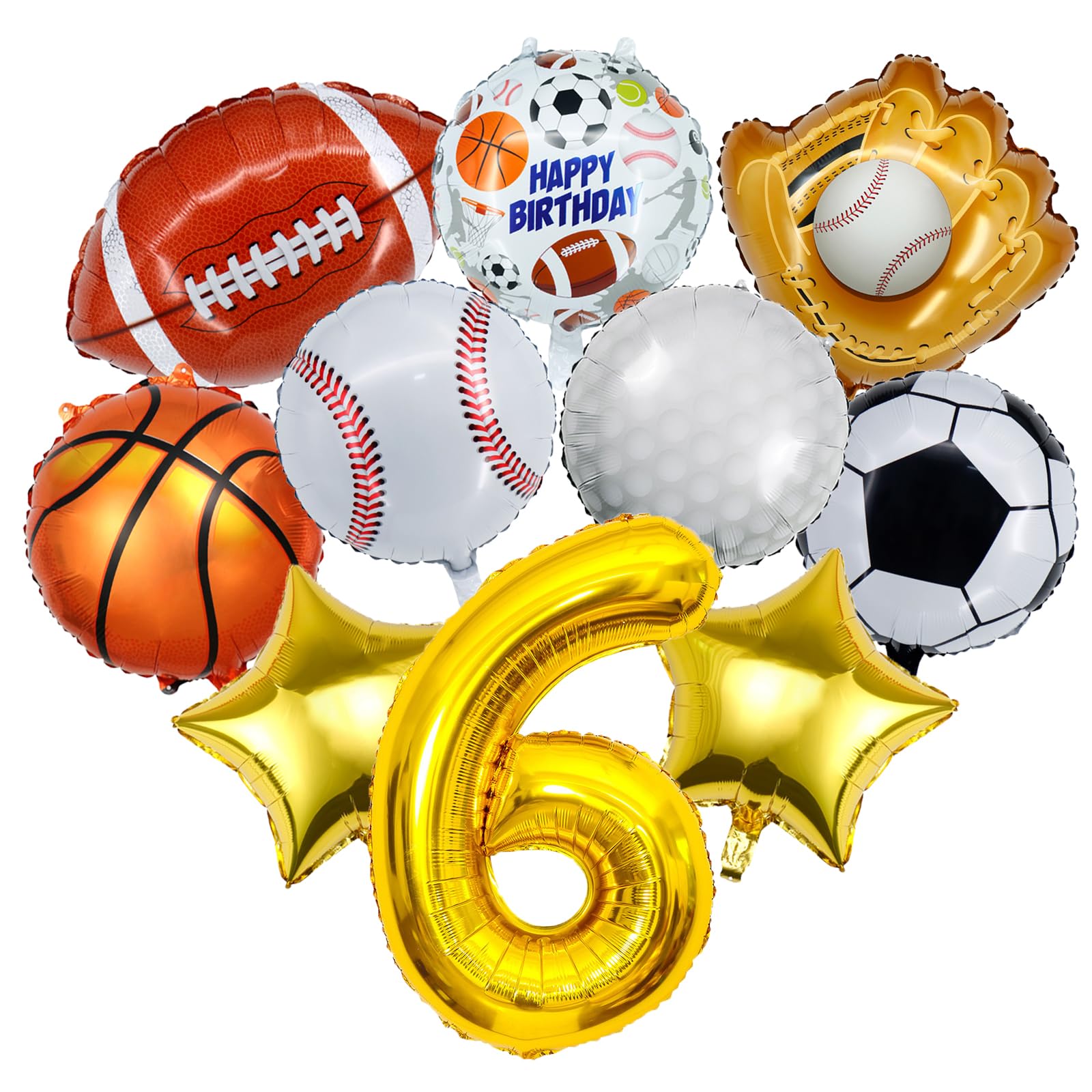 Amazon.com: 10Pcs Sports Foil Balloon Set, Sport Theme 6th Birthday ...