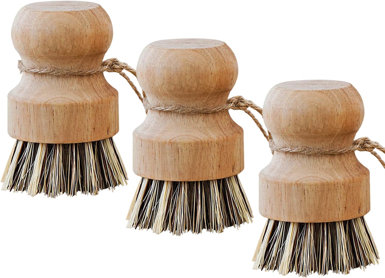 Amazon.com: Bamboo Dish Brush Set, 4 Pcs Palm Wooden Dish Scrubber ...