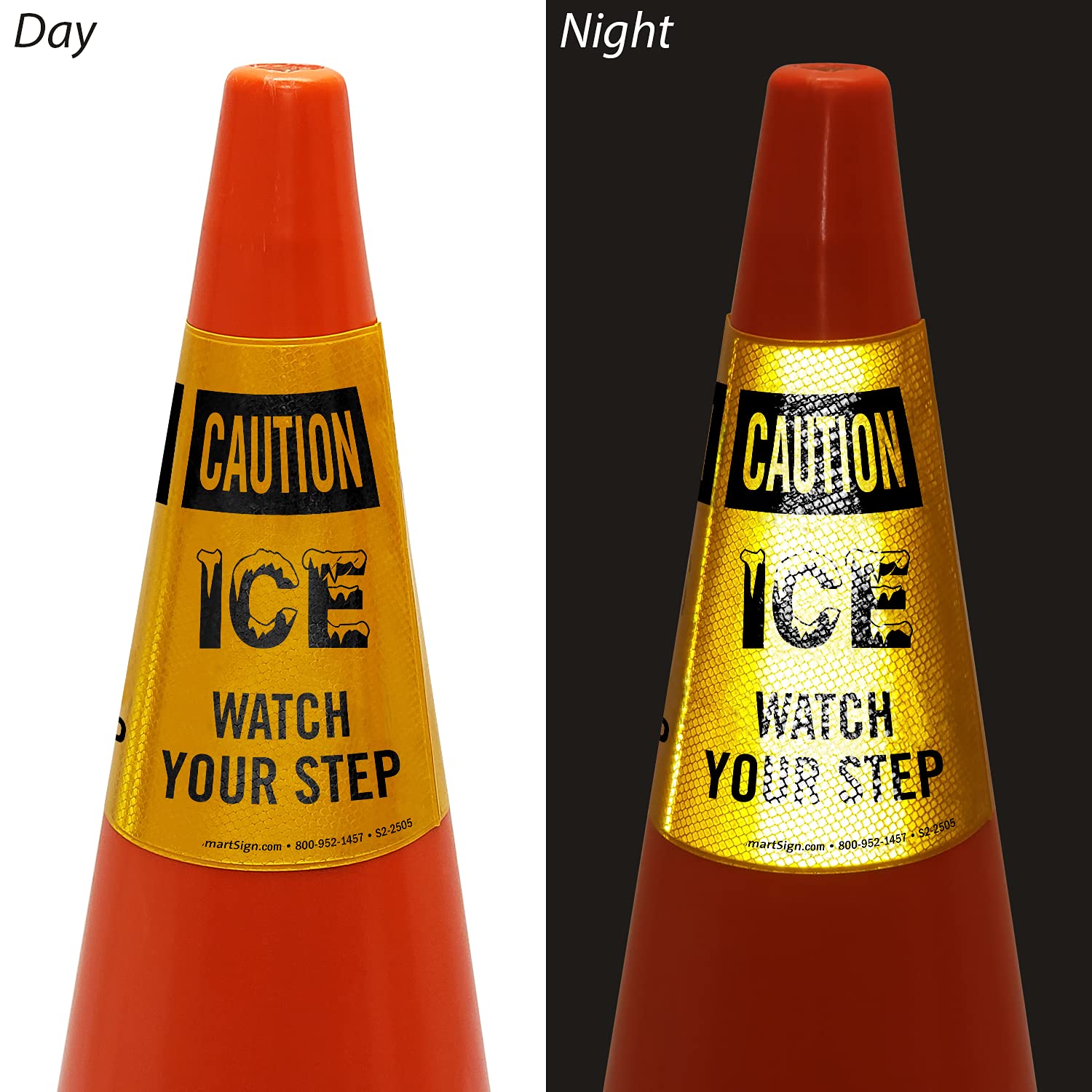 Snapklik.com : SmartSign Caution - Ice, Watch Your Step” Cone Message ...
