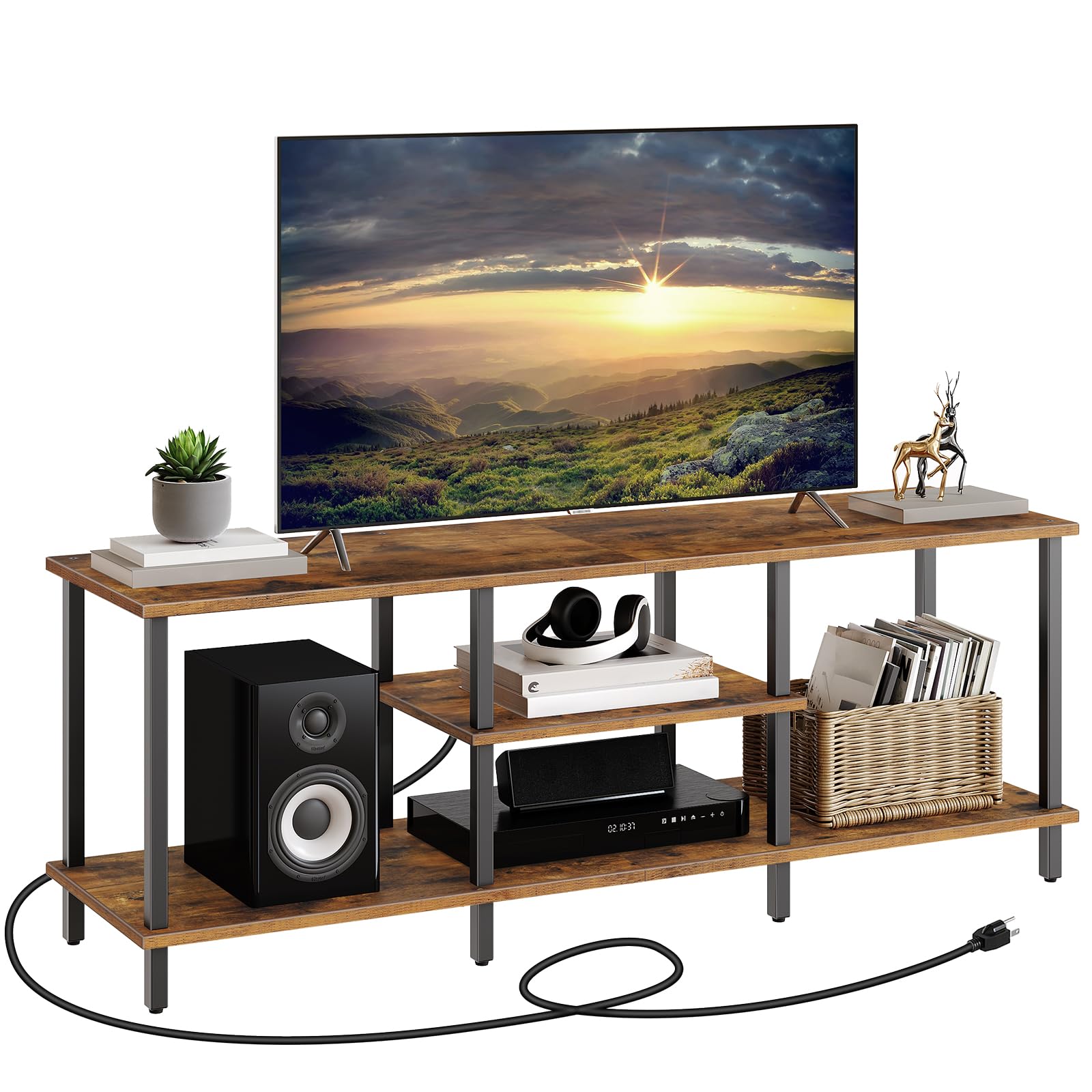 TV Stand for TVs up to 65 Inch, 3-Tier Entertainment Center Media ...
