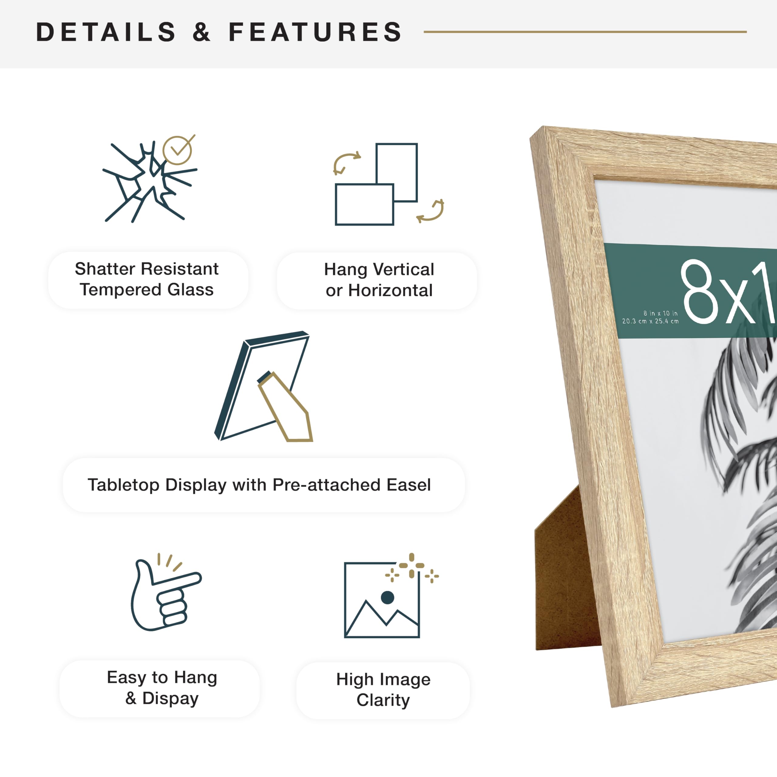 Snapklik.com : MCS Studio Gallery 8x10 Picture Frame Natural Woodgrain Engineered Wood, Vertical ...