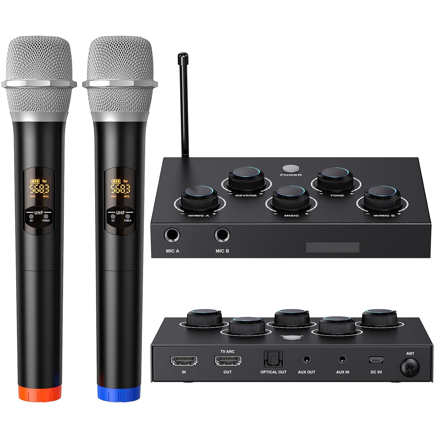DIGITNOW!Portable Karaoke Microphone Mixer System Set, with Dual UHF ...