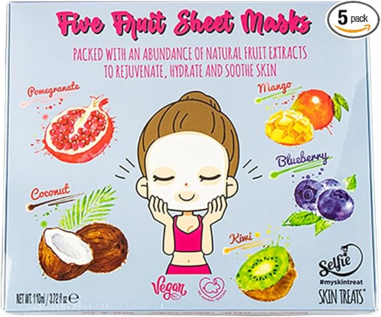 5 Pcs Sheet Face Masks - Natural Fruit Essence for Moisturizing ...
