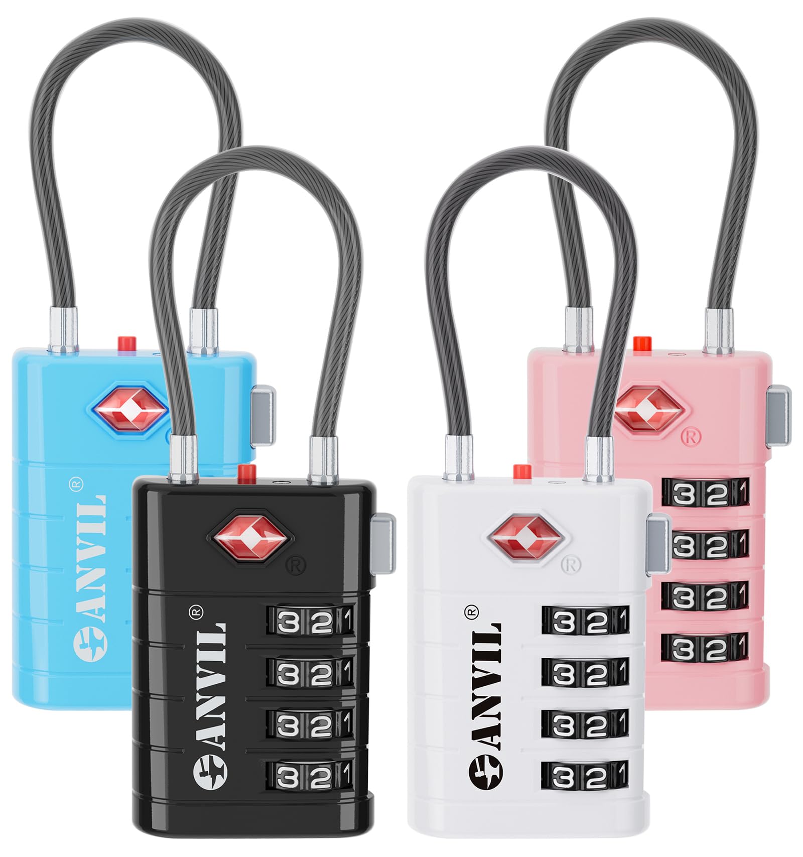 Amazon.com: ANVIL 4 Digit Luggage Locks, TSA Locks for Luggage ...