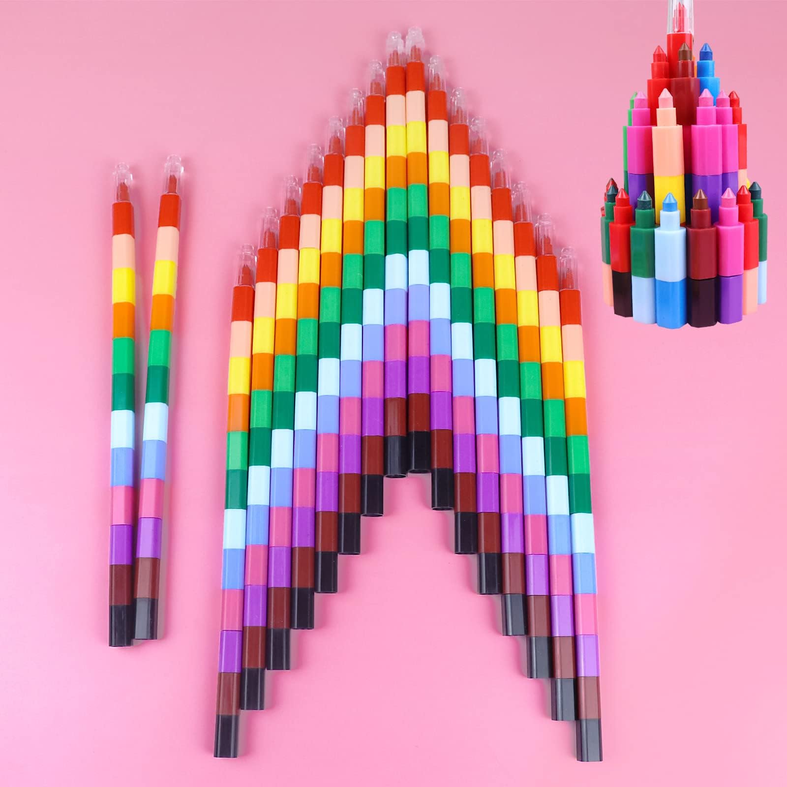 Amazon.com: AGFELO Stackable Crayons Set, 24 Pieces Stacking Crayons ...