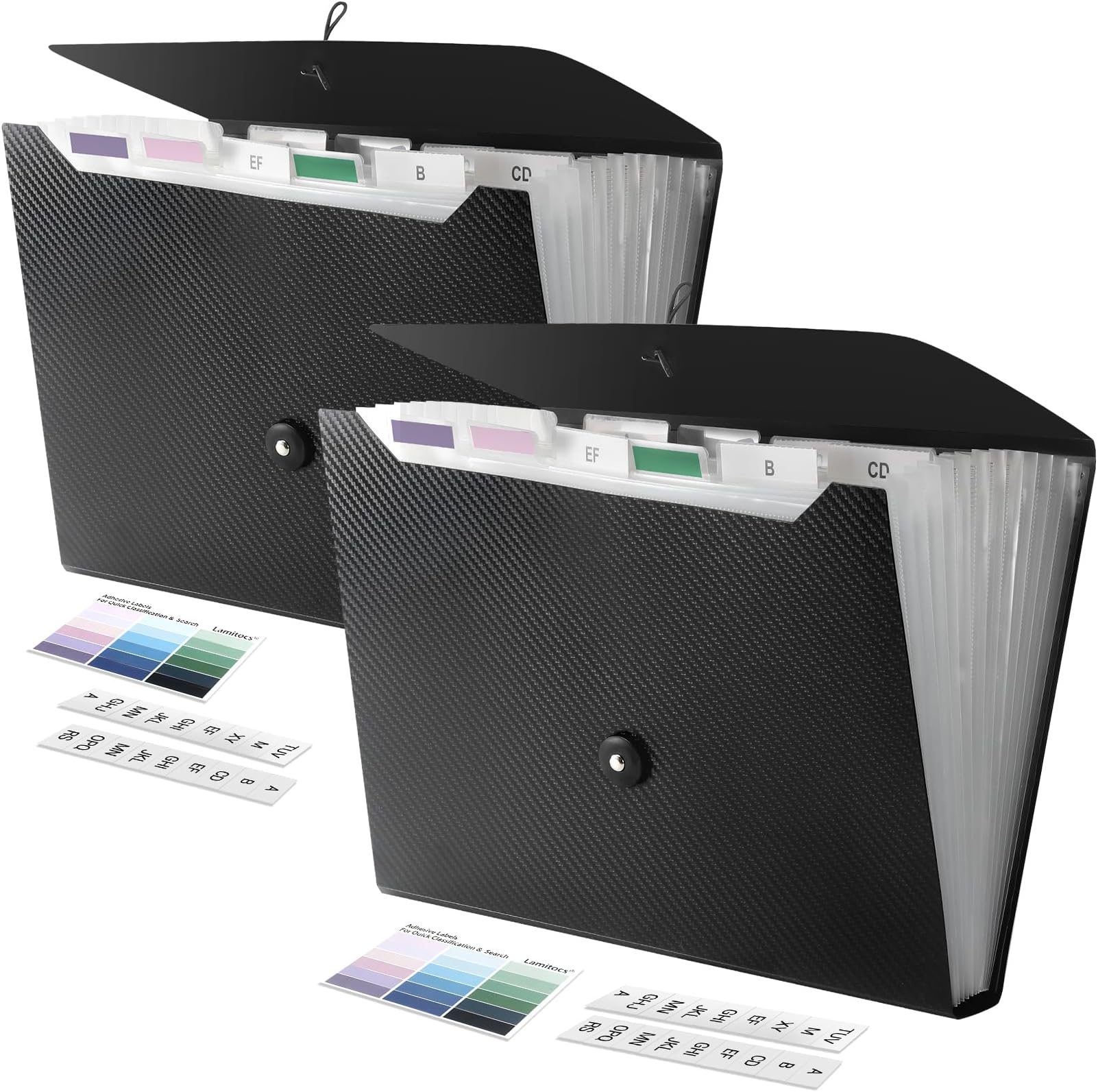 Lamitocs 2 PCS Expanding File Folder A4,13 Pockets File Organiser with ...