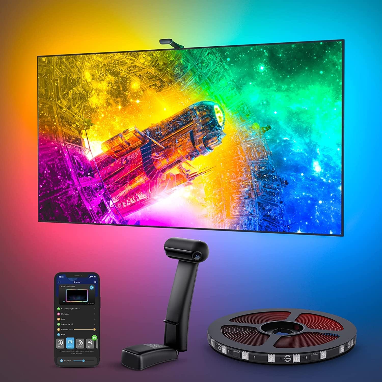 Amazon.com: Govee TV Backlight 3 Lite Kit, 11.8ft RGBICW Wi-Fi TV LED ...