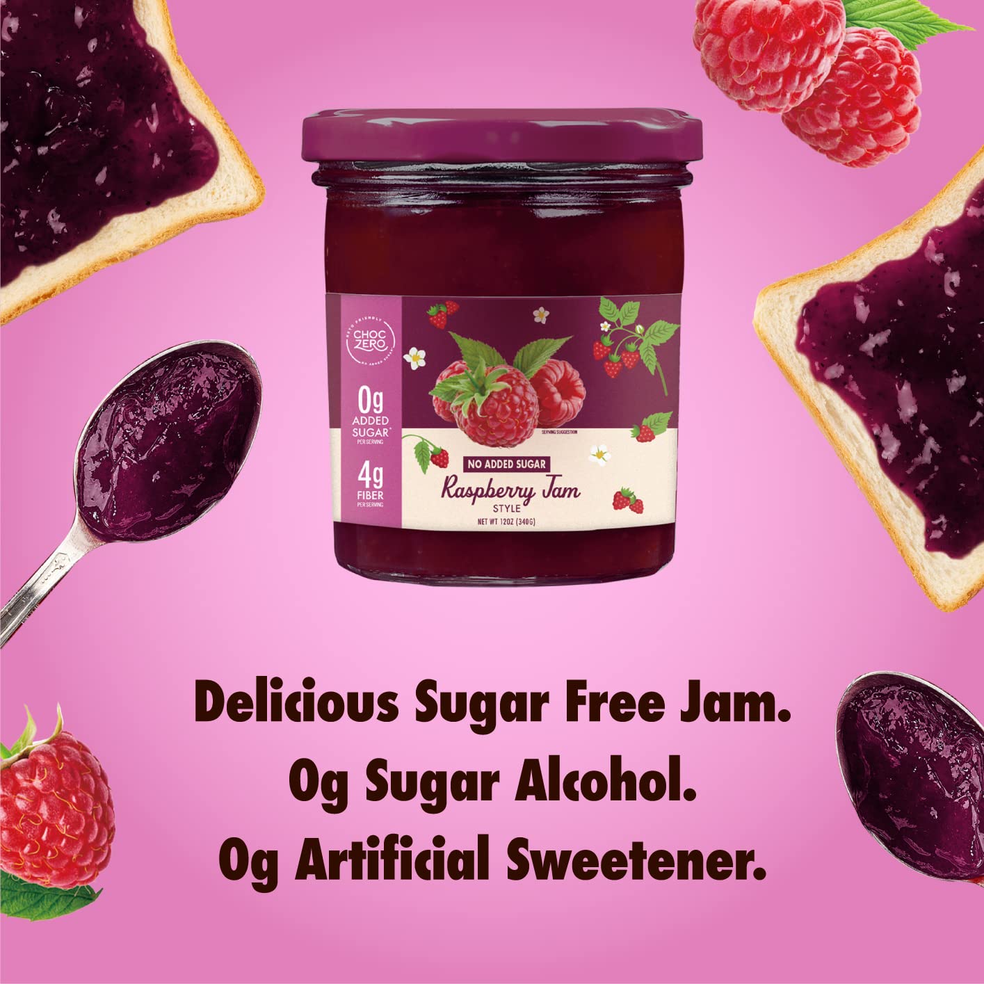 Snapklik.com : ChocZero Sugar Free Raspberry Jam Preserves - Keto Jelly ...
