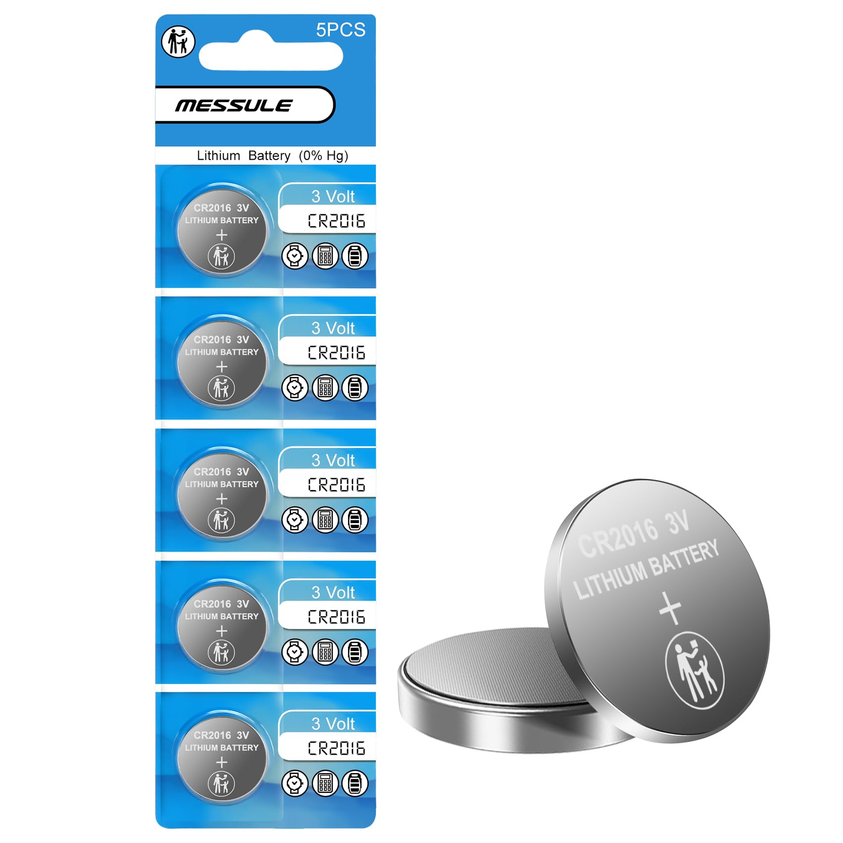 Amazon.com: messule 3 Volt 2016 Cell Battery 5 Pack – Button Cell 2016 ...
