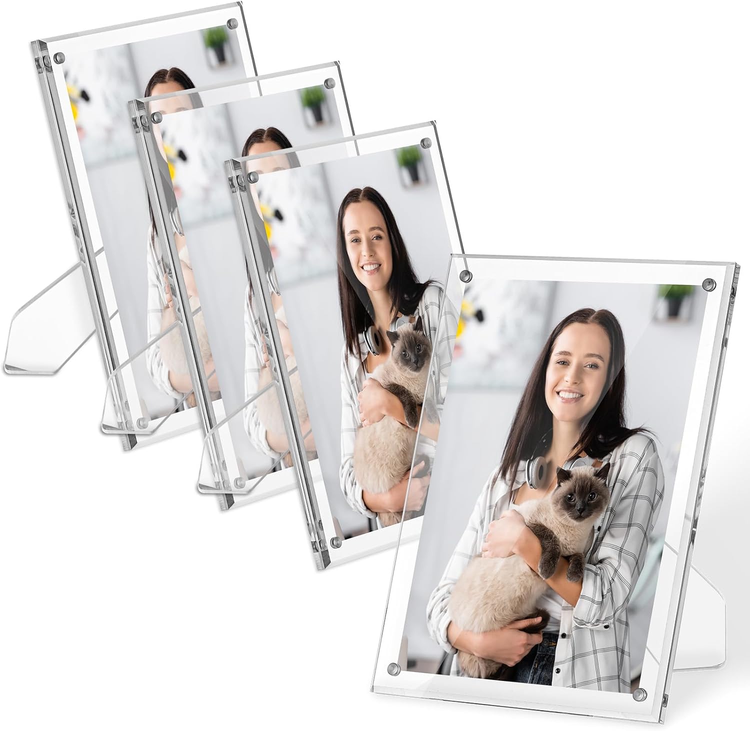 Amazon.com - 4 Pack 5x7 Acrylic Picture Frame with Stand, Clear Photo ...