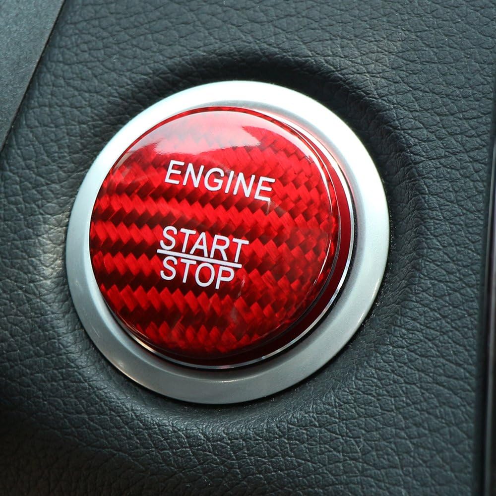 Amazon.com: Engine Start Button Carbon Fiber Cover Car Styling for ...