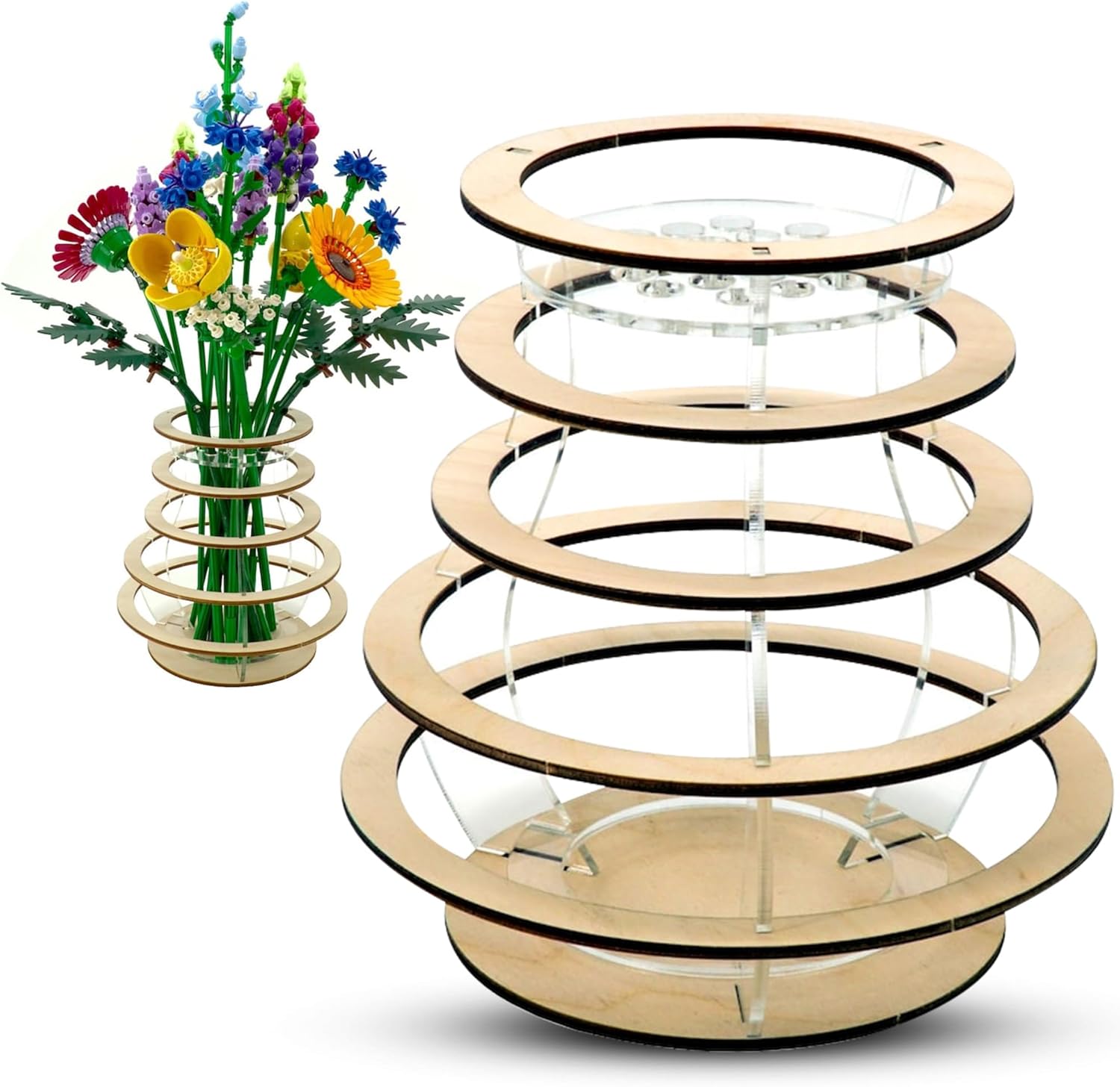 Amazon.com: Vase for Lego Flowers Bouquet Building Set, Wooden Lego ...