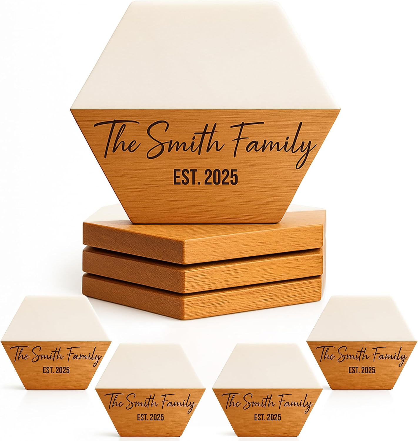 Amazon.com: Personalized Wooden Coasters – Handmade Drink Coaster ...