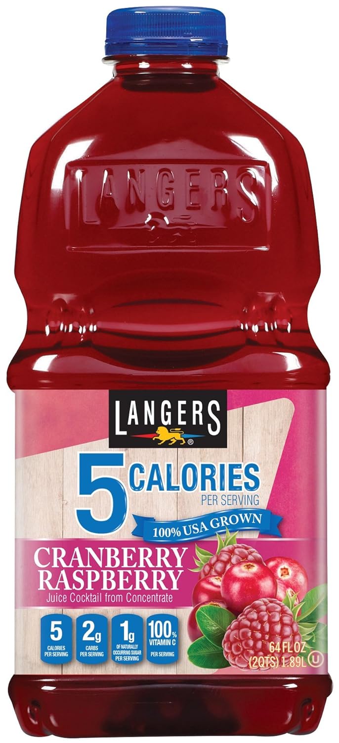 Amazon.com : Langers 5 Juice Cocktail, Cranberry Raspberry, 64 Ounce ...