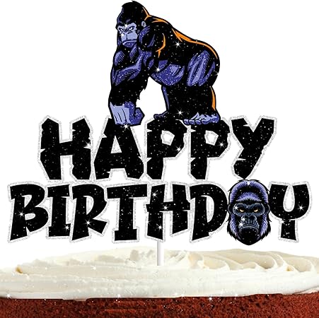 Amazon.com: Gorilla Cake Topper for Boys Girls Happy Birthday Safari ...