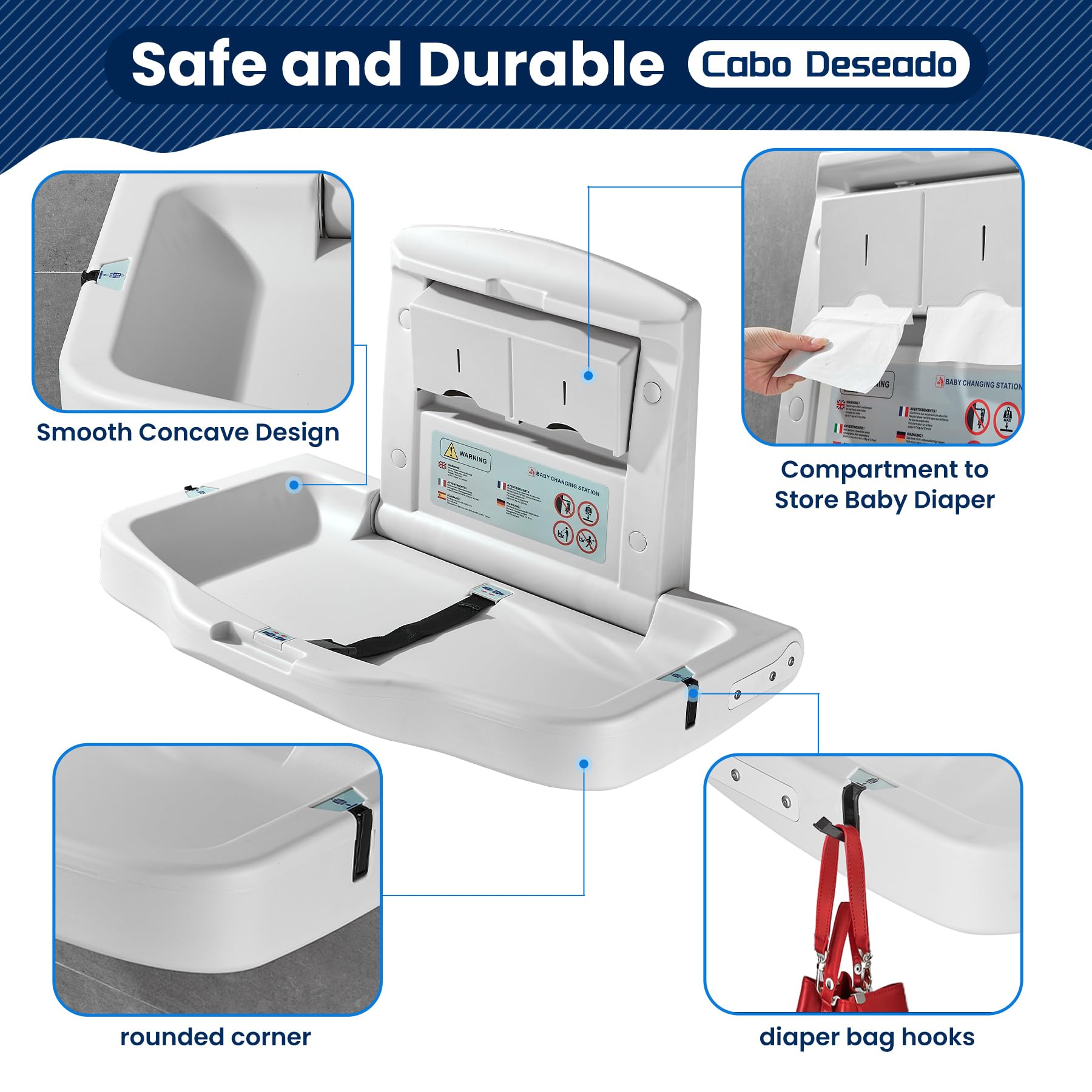 Cabo Deseado Baby Changing Station Wall Mount Commercial Diaper ...