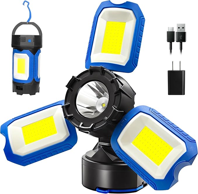 Tresda LED Rechargeable Work Light, 4000 Lumen COB LED Work Lights with ...