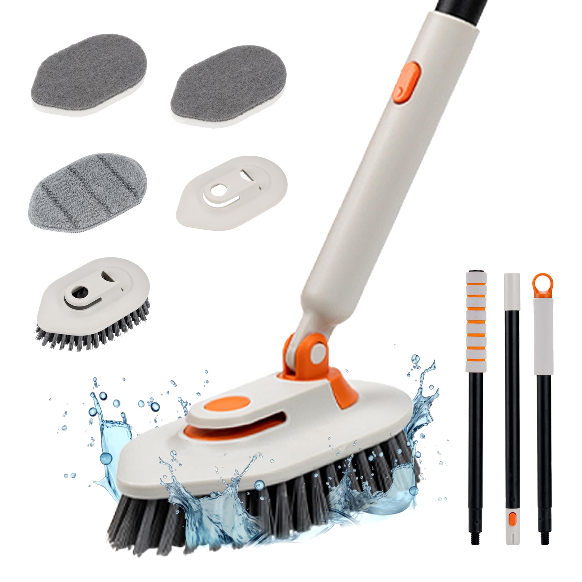 Deluxe Shower Cleaning Brush, 3-in-1 Long Handled Scrubbing Brush with ...